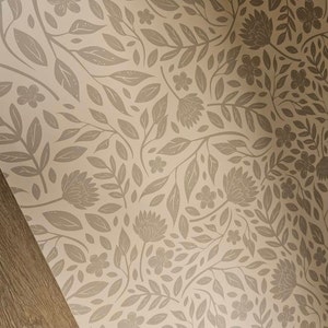 Modern Neutral Floral Wallpaper. Neutral Colors. Peel and Stick ...