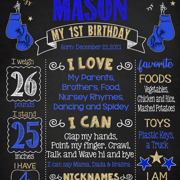 Boxing Birthday Milestone - Boxer Themed Party Poster - Editable ...