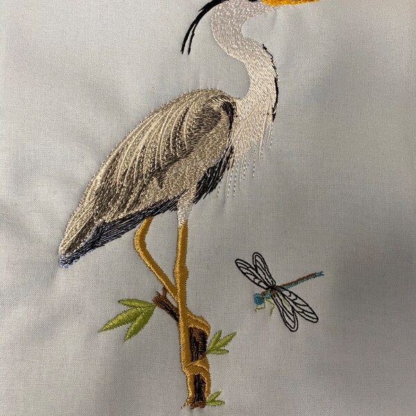 White Heron Embroidery Design - Etsy