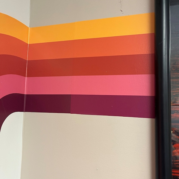 Kids Room Decals, Rainbow Stripe Wall Decal - Colorful Retro Stripe ...