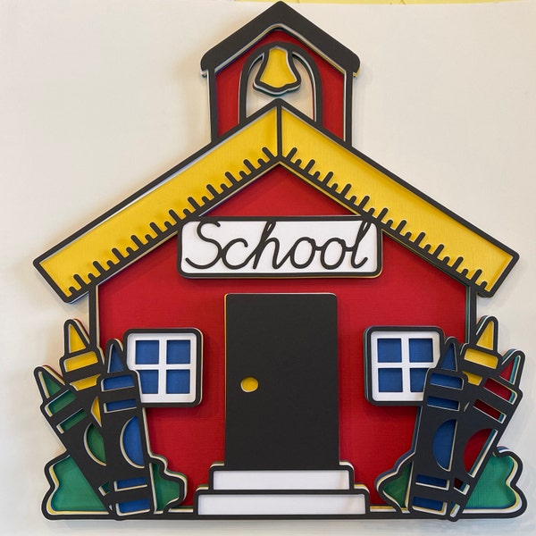 3D Layered School House Sign- Layered Digital Cut File - Etsy