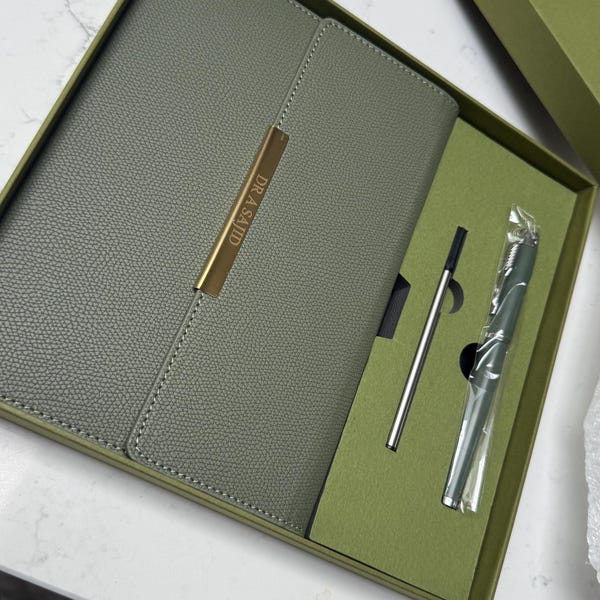 Custom Engraved Notebook With Pen, Leather Notebook Set, End of Year ...