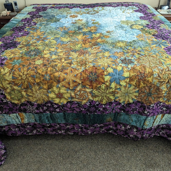 Floral Peacock One Block Wonder Handmade King Size Quilt That Measures ...