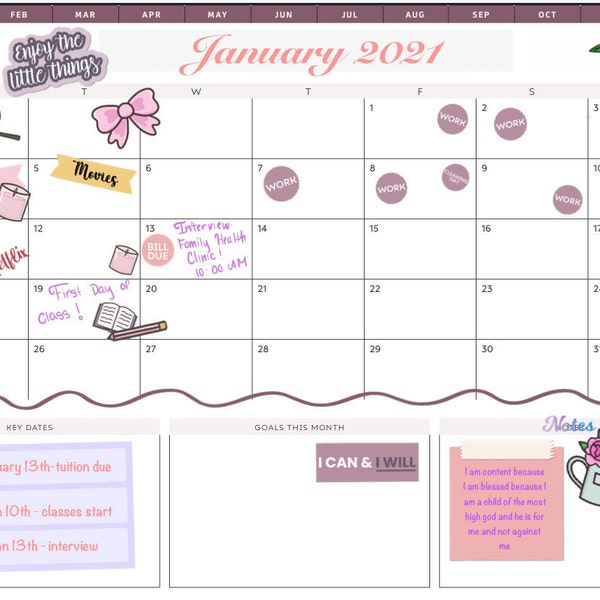 Undated Academic Digital Planner for iPad & Tablet | Vertical Student ...