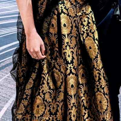 Pure Banarase Brocade Indo Western Dress Salwar Kameez Anarkali Suit ...