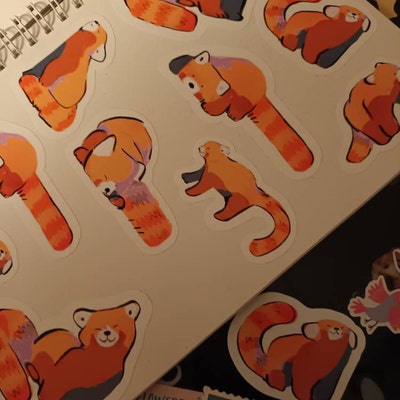 Red Panda Sticker Pack Waterproof Vinyl Cute Kawaii Glossy Stickers ...