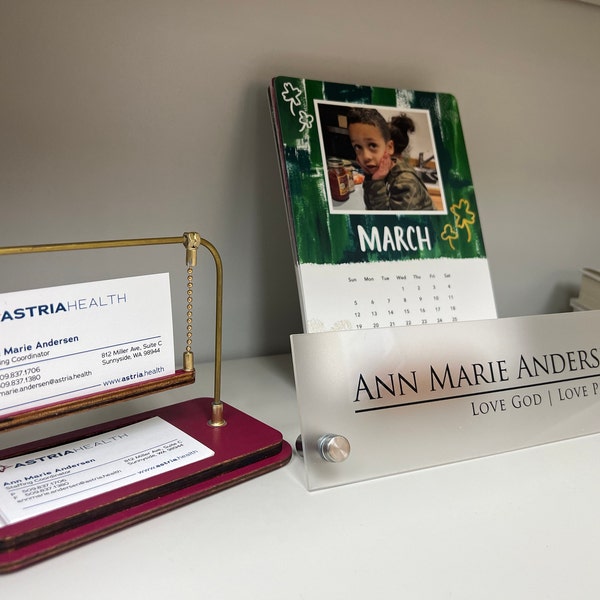 White Business Card Stand, Business Card Holder for Desk, Business Card ...