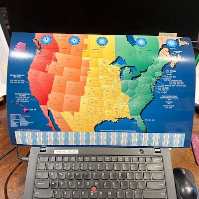 North America Laminated Gloss Full Color Time Zone Area Code Map ...