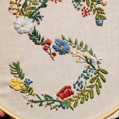 Letter S Botanical Embroidery Design Floral Monogram PDF Embroidery ...