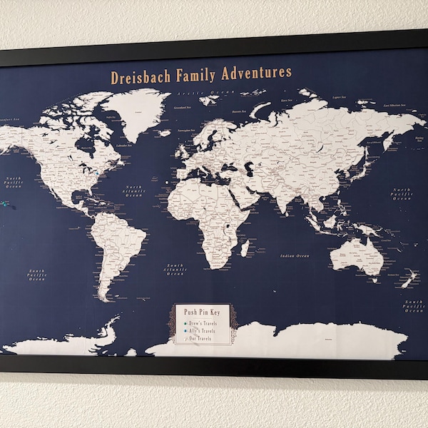 Personalized World Map, Custom Push Pin Map on Canvas, Travel Gift for ...
