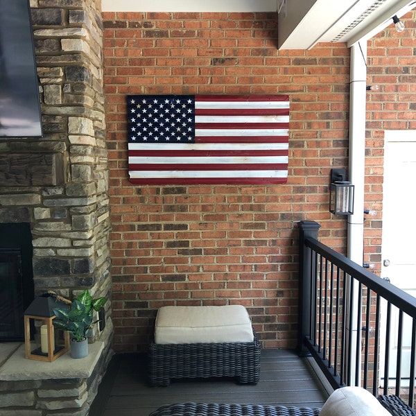Rustic Metal Flag, 27" X 48", Salvaged Barn Metal, US Flag, Distressed ...
