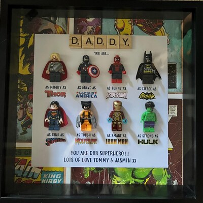 Personalised Papa/dad Superhero Box Frame, Personalised Frame for Him ...