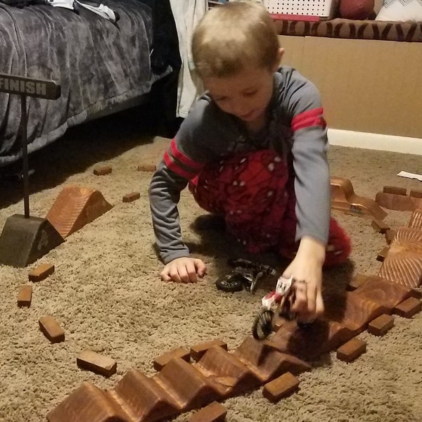 Big Motocross Track With Double, Wooden Toys, Birthday Present, Dirt ...