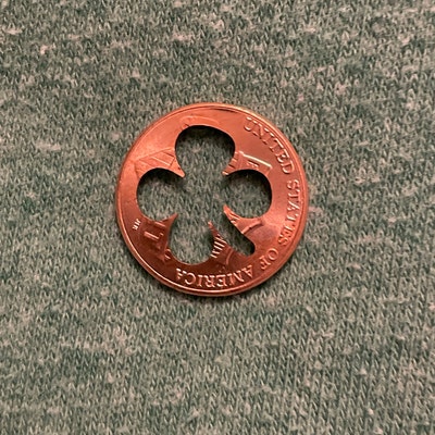 Lucky Penny With Four Leaf Clover Cut Out - Etsy
