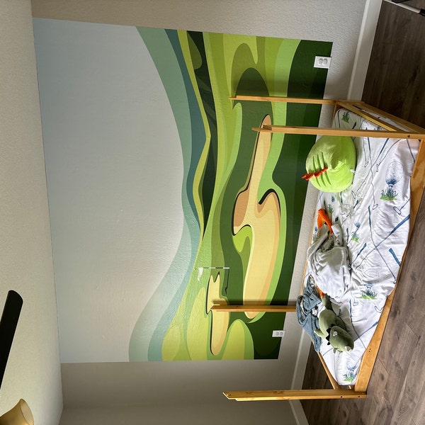 Golf Removable Vinyl Mural / Peel and Stick Golf Course Pattern ...