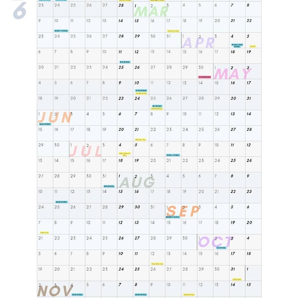 2026 Full Year Calendar (2 Week View) | Year Planner, Digital Download ...