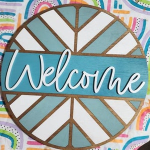 Chevron Geometric Welcome Sign, Digital Download, Round Door Hanger Svg ...