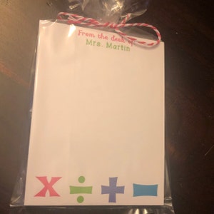 Personalized Math Teacher Notepad Teacher Gift Math - Etsy