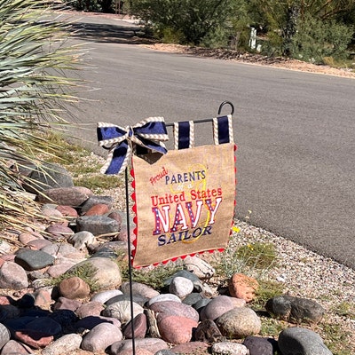 Burlap Garden Flag Welcome Flag Matching Chevron Tabs and - Etsy