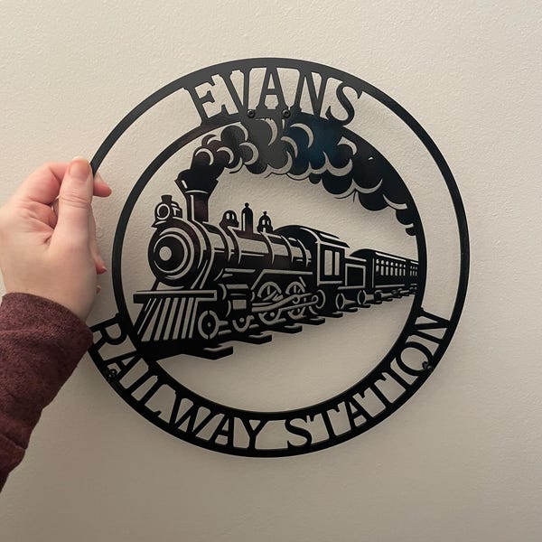 Custom Railroad Metal Wall Sign, Personalized Train Metal Wall Decor ...