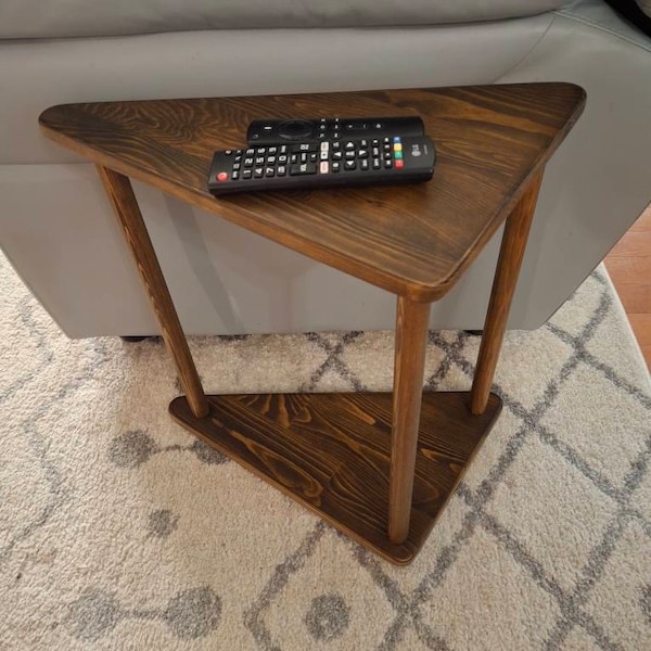 Solid Wood Triangle End Side Table: Modern Living Room Coffee Table ...