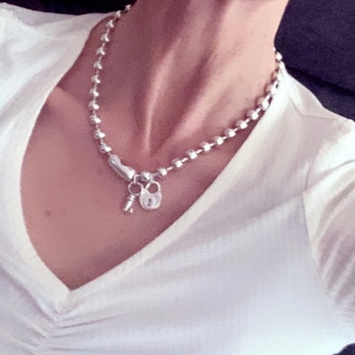 Chunky Ball Chain With Padlock and Key, Uno De 50 Style Key and Padlock ...