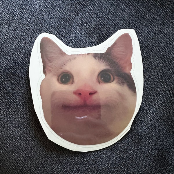 Polite Cat Meme Sticker, Cat Sticker Waterproof, Vinyl Decal, for ...
