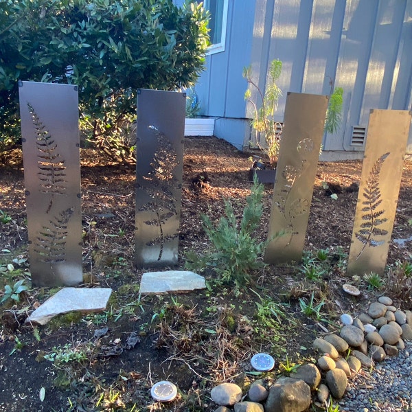 Fern Panel, Rusty Privacy Screen, Garden Panel, 48x12" With Stakes ...