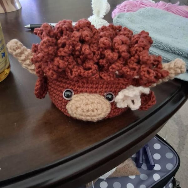 Highland Cow Coaster Crochet Pattern Cow Coaster Set With Potted Plant ...