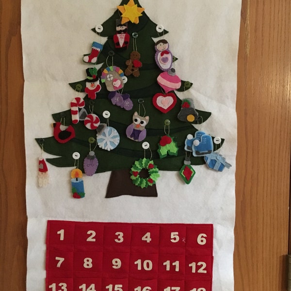 Christmas Tree Advent Calendar Pattern: 29 Felt Ornaments (digital ...