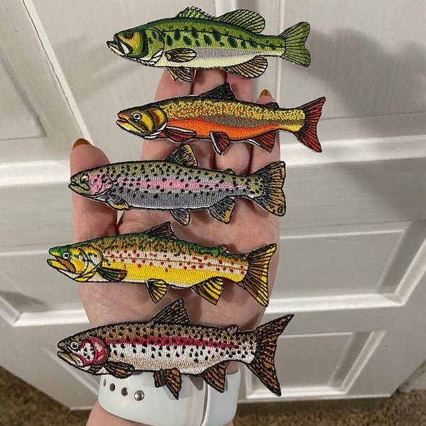 Trout Embroidered Iron-on Patch Set: Fly Fishing Patches - Etsy