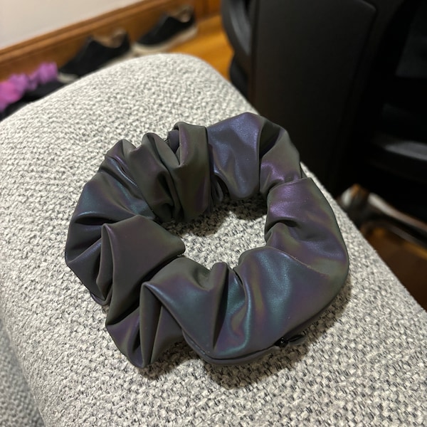 Reflective Scrunchy With Hidden Pocket Zipper Stashie Stash Scrunchie ...