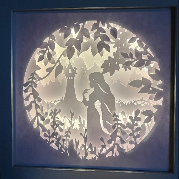 Rapunzel 1 Fairy Tale Inspired Shadow Box SVG PDF PNG Paper Cutting ...