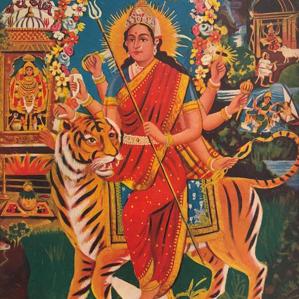 Rare Original Raja Ravi Varma Lithograph: Shri Ambabai 5"x7" (kolhapur ...