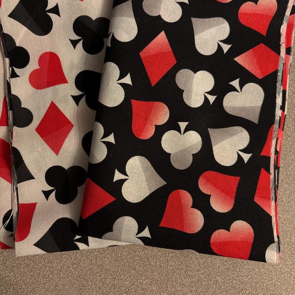 Playing Cards Cotton Fabric by the Yard - Casino Fun Poker Symbols ...