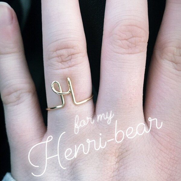 Wire Initial Ring: Personalized Letter H, Adjustable Ring - Etsy