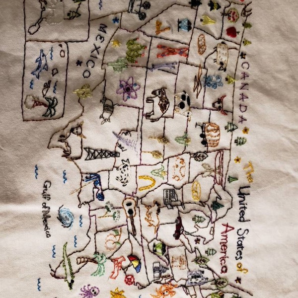 Map of the United States Embroidery Pattern - Etsy