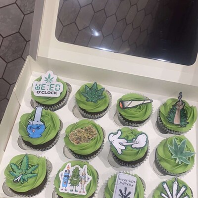 Weed Stoner Cupcake Toppers Cake Topper Birthday Party Decoration ...