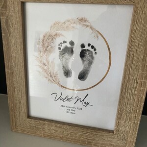Boho Pampas Grass Baby Footprint Kit - Personalised, New Baby Keepsake ...