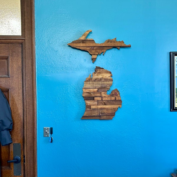 Michigan Rustic Wood State Cut Out, Wooden Michigan State Outline ...