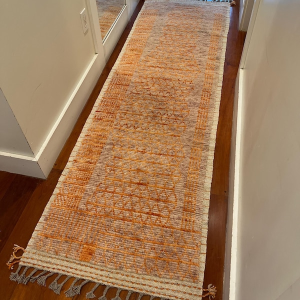 Orange Moroccan Rug, Area Rug, Boho Rug, Orange Rug, Wool Rug, Berber ...