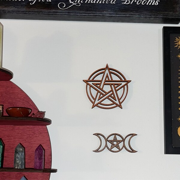 Pentacle Witchy Decor, Wood Pentagram Goth Decor, Star Pentacle Gothic ...