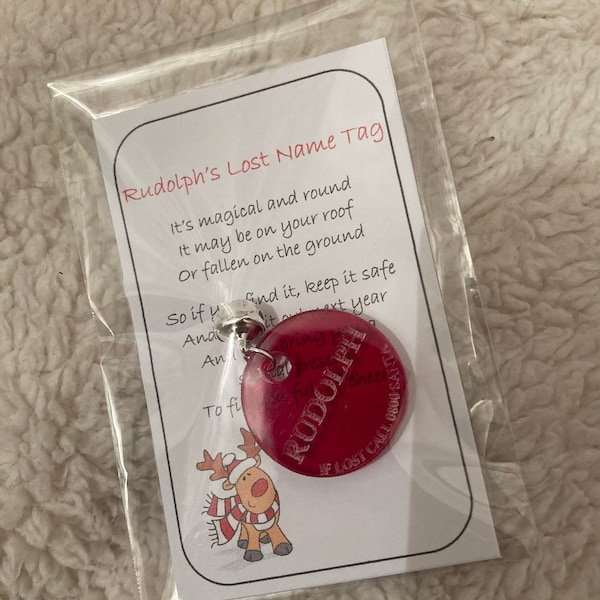 Rudolph's Lost Name Tag Christmas Magic Eve Gift Kids Fun Novelty ...