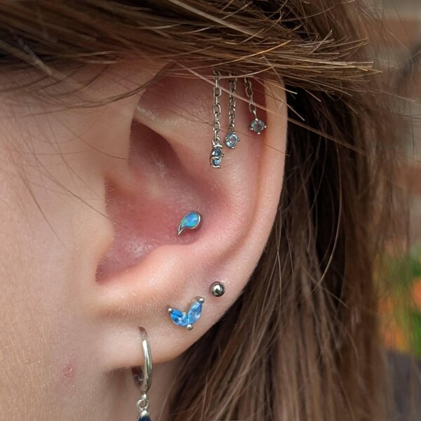 Tiny Flower Rook Hoop Earring • Flower Helix Hoop • Rook Earring ...