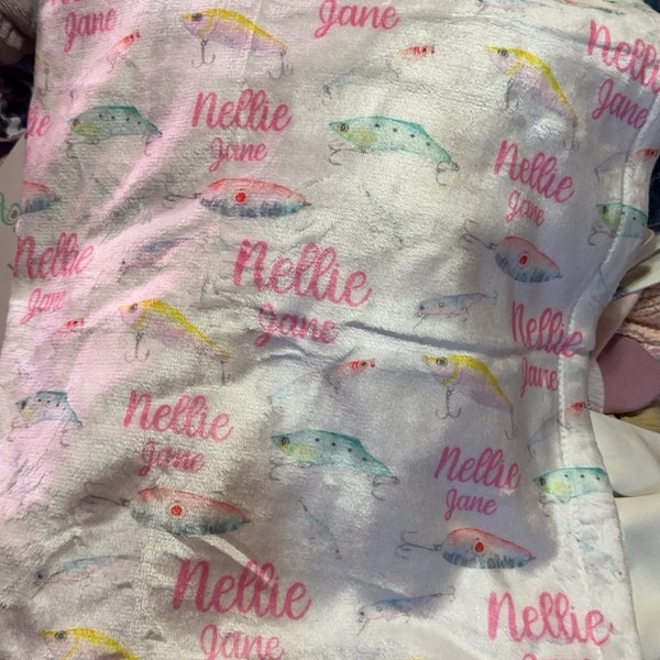 Girl Fishing Swaddle Set, Fish Swaddle Blanket, Personalized Baby ...