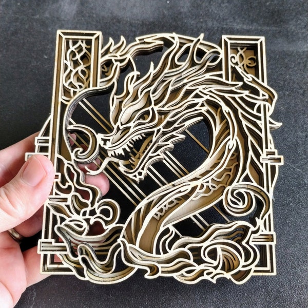 Dragon Multilayer SVG/ Dragon Cut File/ 3D Layer/ Plywood Cutting ...