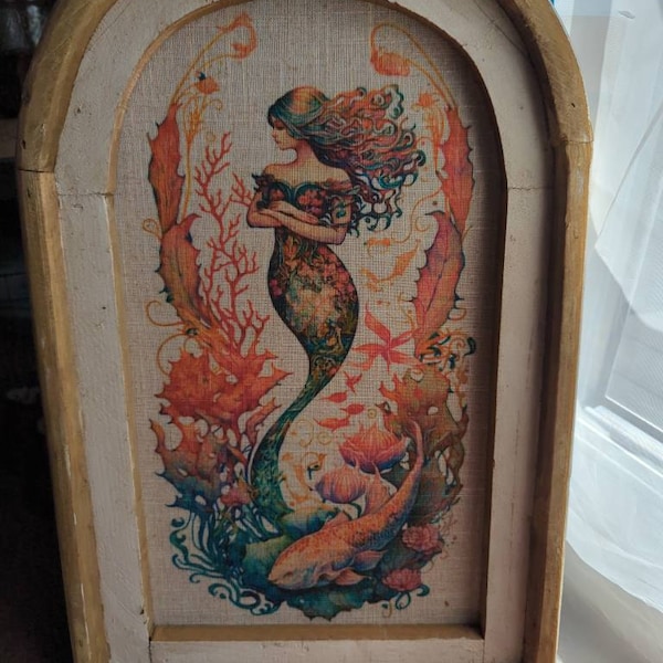Mermaid Wall Art | 14" X 22" | French Poster Wall Art | Linen Wall ...