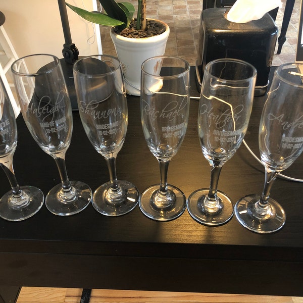 Bridesmaid Flutes, Personalized Champagne Flutes, Wedding Toasting ...