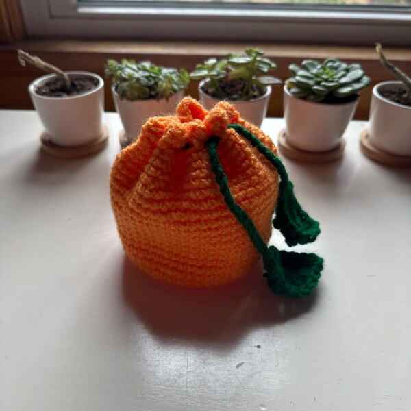 Orange Pouch Crochet Pattern Bag Mini Drawstring Fruit Bag Crochet ...