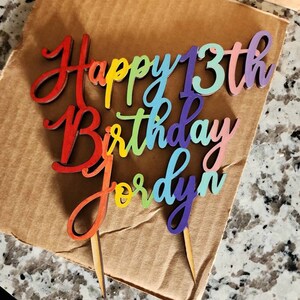 Ombré Birthday Cake Topper / Gradient Birthday Cake Topper / Hand ...